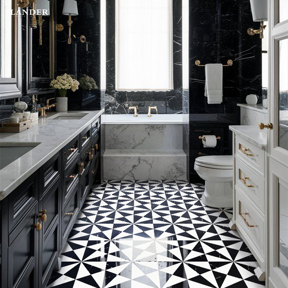 Geometric Triangle Marble Parquet - LanderStone