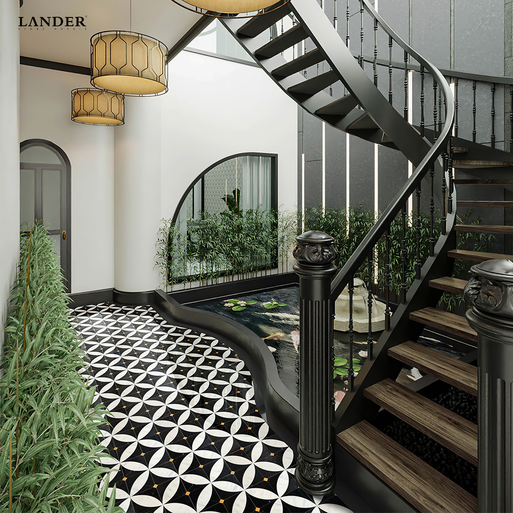 Star-Shaped Marble Parquet with a Point in the Middle - LanderStone