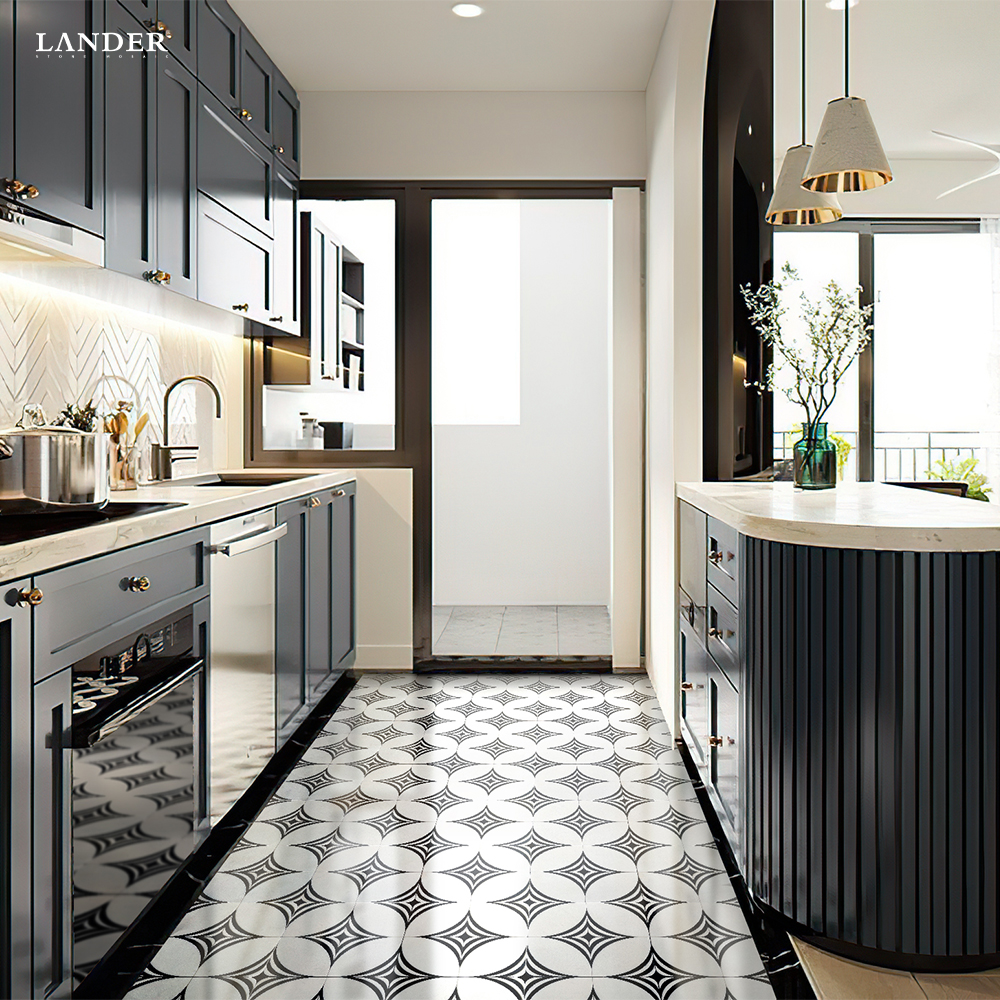 Diamond Star Waterjet Marble Mosaic - LanderStone