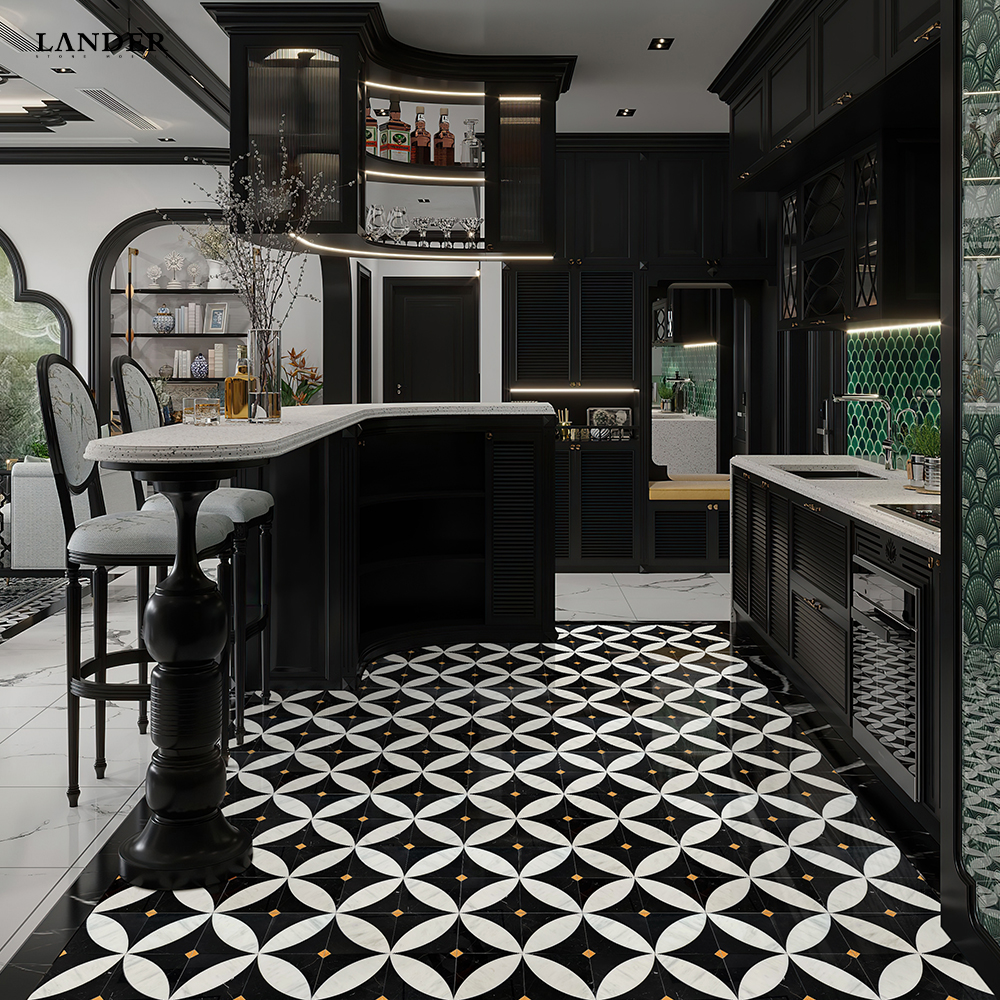 Star-Shaped Marble Parquet with a Point in the Middle - LanderStone