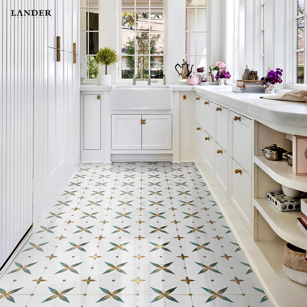 New butterfly pattern marble waterjet mosaic - LanderStone