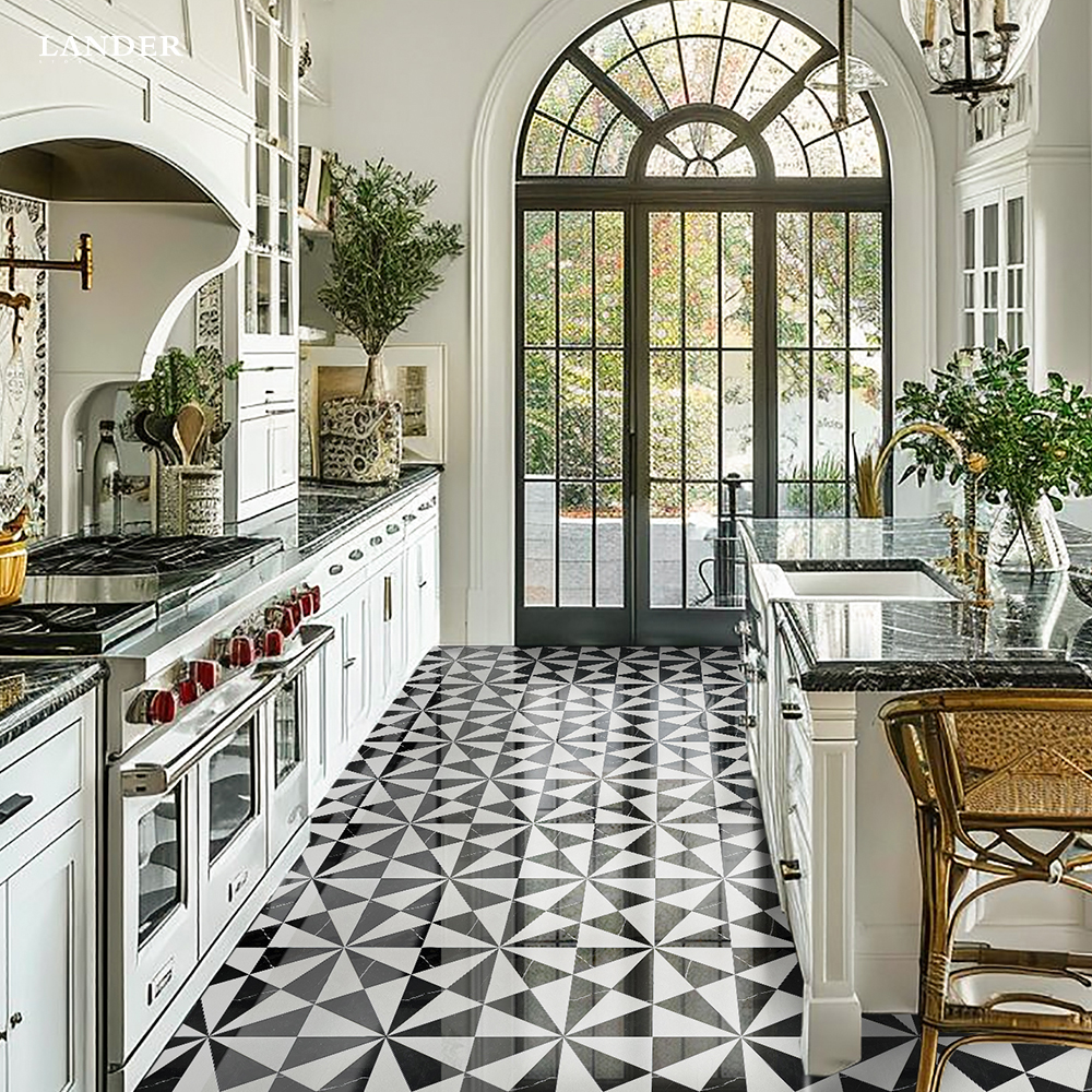 Geometric Triangle Marble Parquet - LanderStone