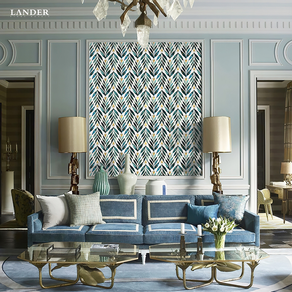 Gradient Leaf Marble Water jet Mosaic Tiles - LanderStone