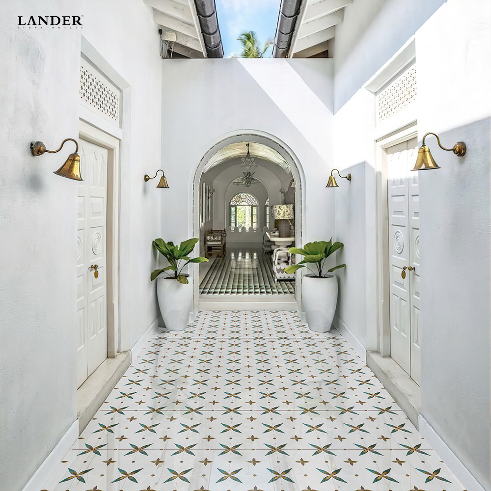 New butterfly pattern marble waterjet mosaic - LanderStone