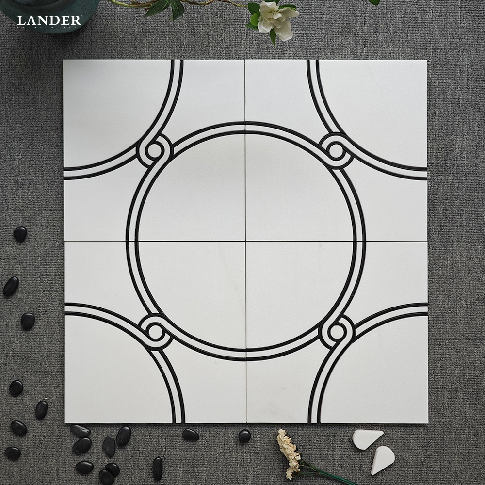 Double Quarter Circle Marble Parquet - LanderStone
