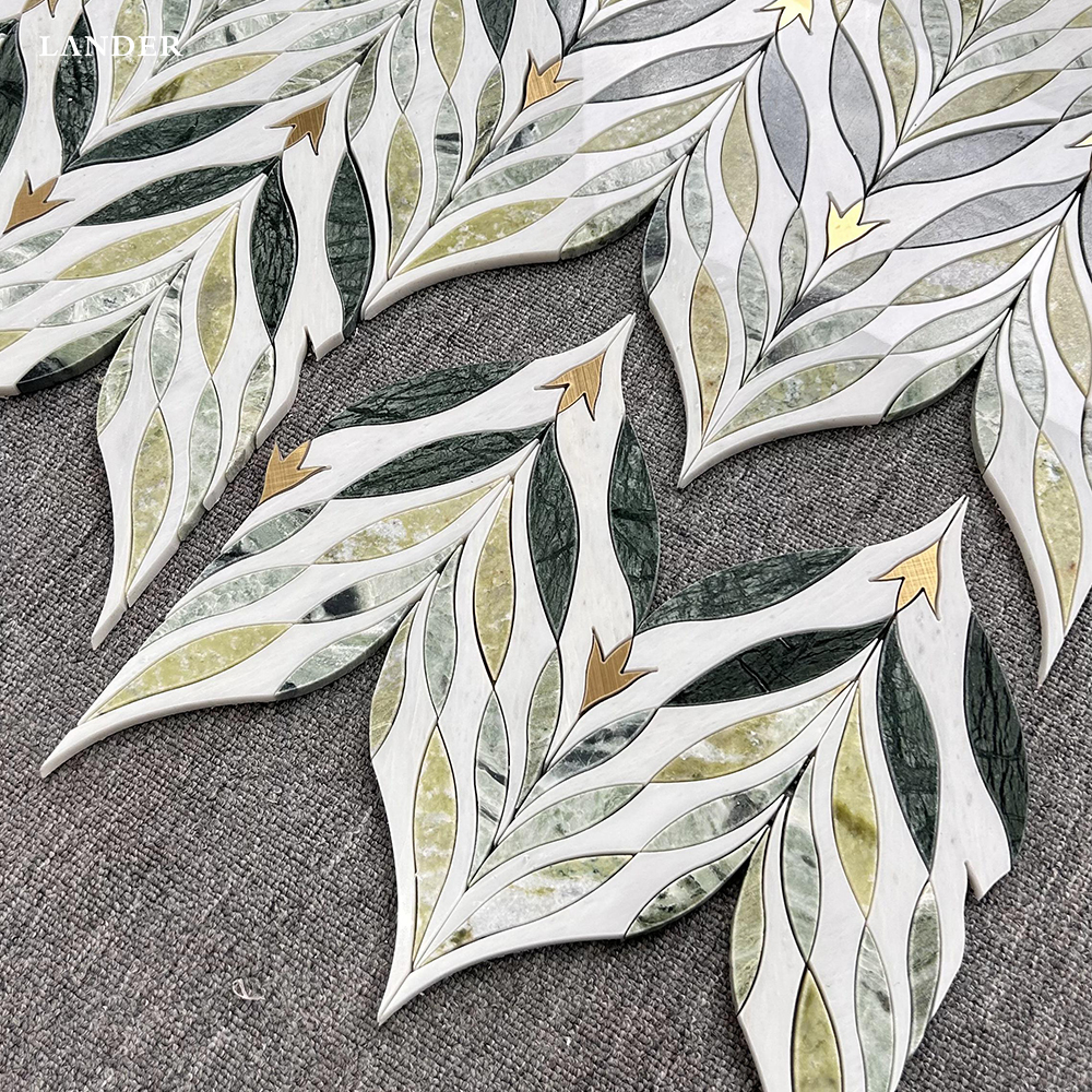 Gradient Leaf Marble Water jet Mosaic Tiles - LanderStone