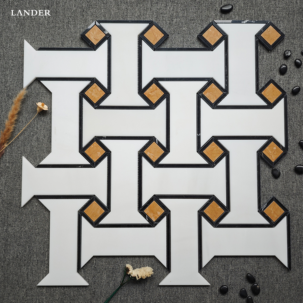 Luxury I-Shaped Marble Water jet Mosaic - LanderStone