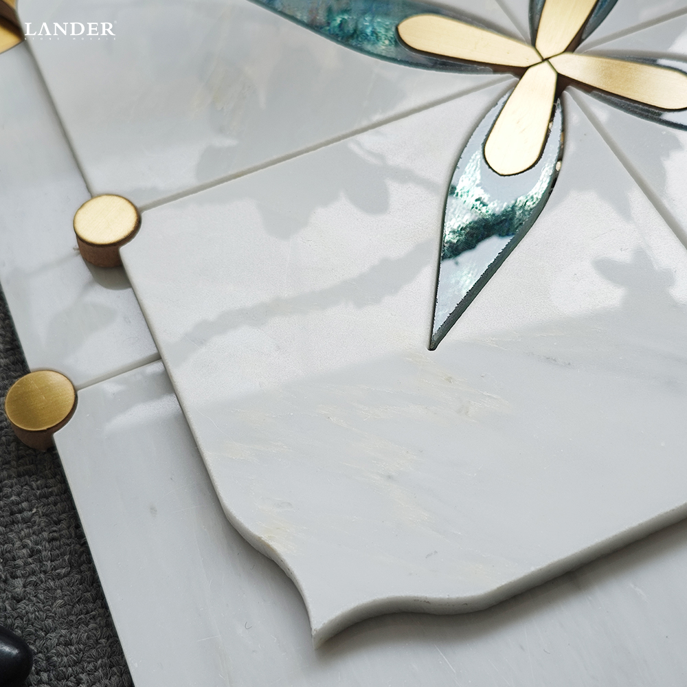 New butterfly pattern marble waterjet mosaic - LanderStone