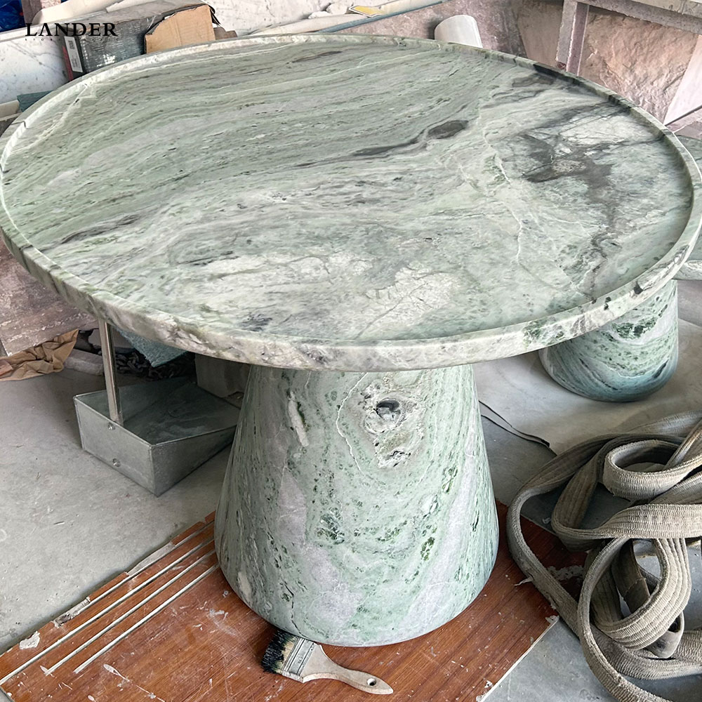Shangrila Green Small Round Coffee Table with Edge - LanderStone