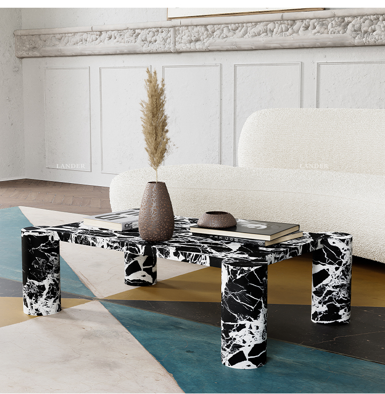 Custom Rectangular Marble Tea Table - LanderStone