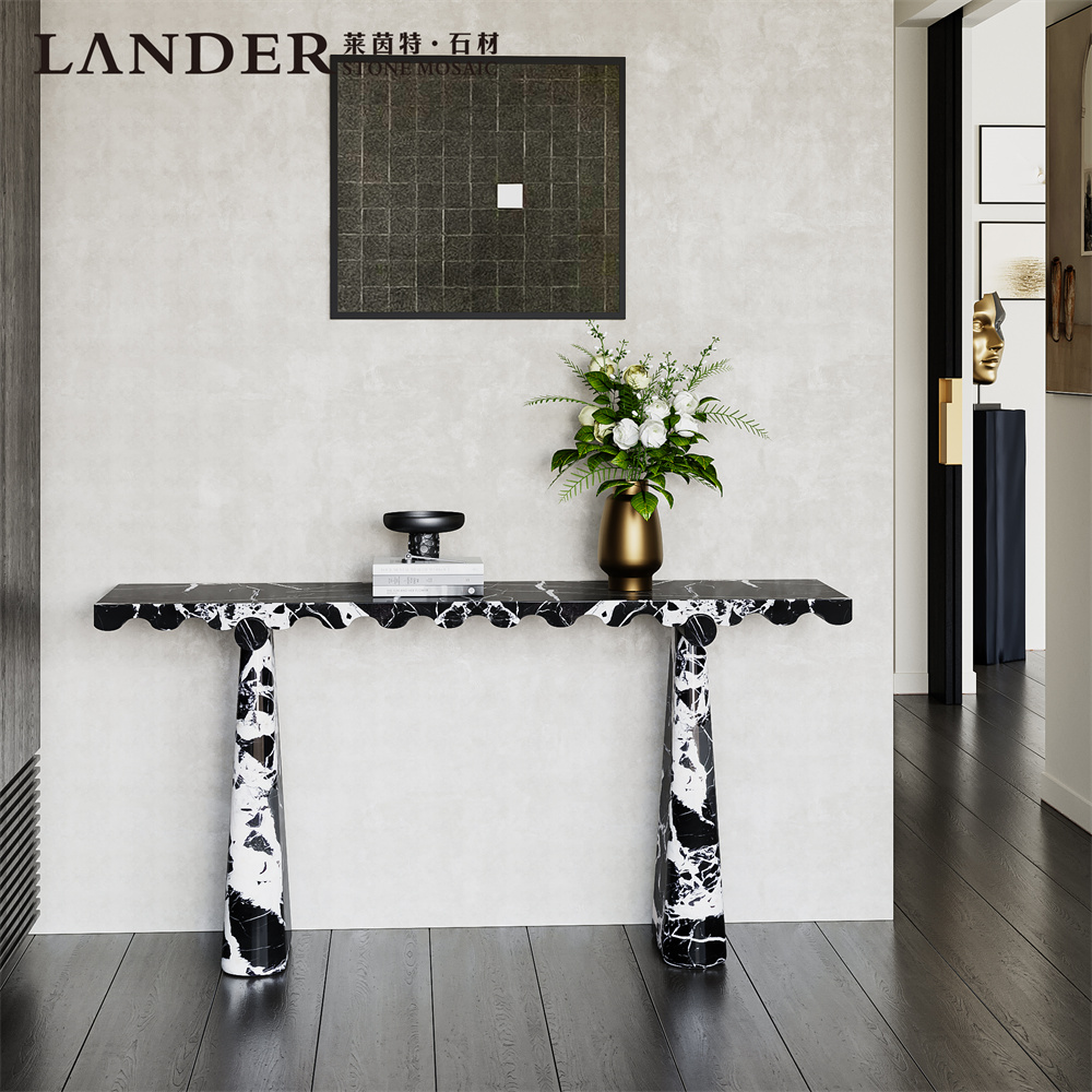 Classic Large Wave Marble Console Table - LanderStone