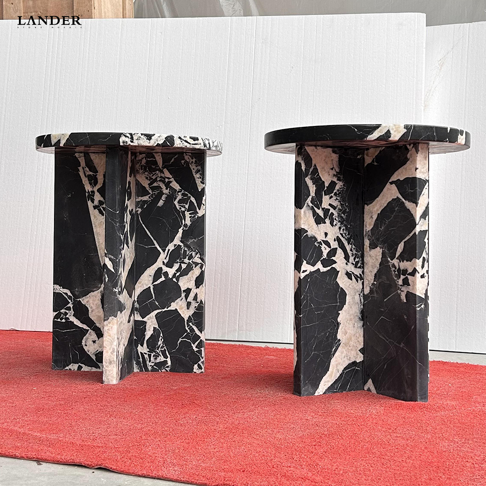 Bulgari Black Cross-Leg Side Table - LanderStone