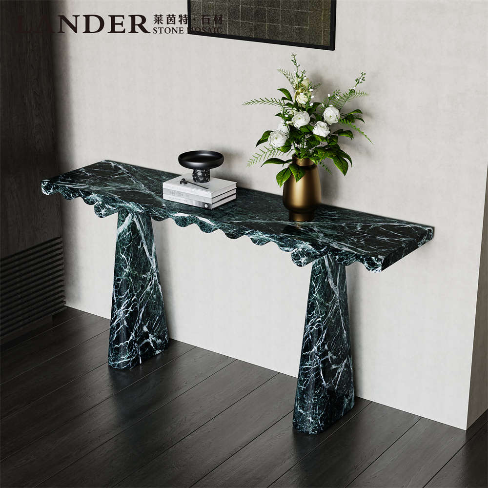 Classic Large Wave Marble Console Table - LanderStone