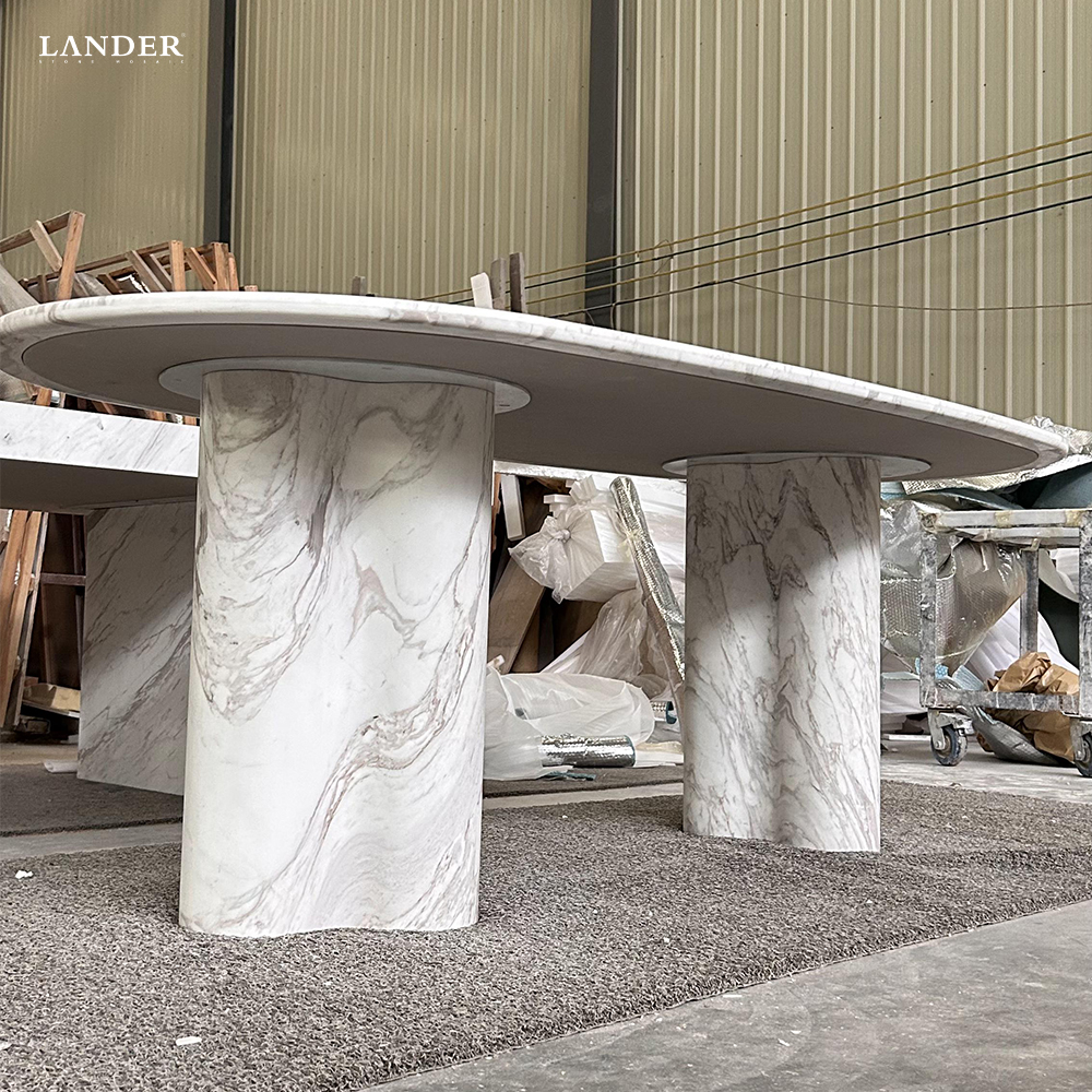 Marble Dining Table with Volakas White - LanderStone