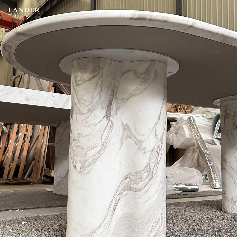 Marble Dining Table with Volakas White - LanderStone