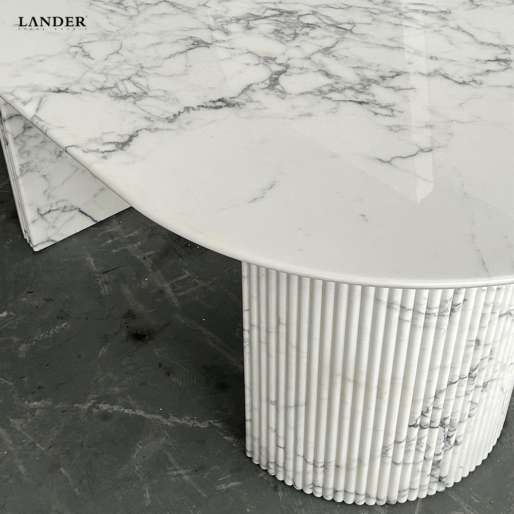 Marble Dining Table with Statuario Elliptical - LanderStone