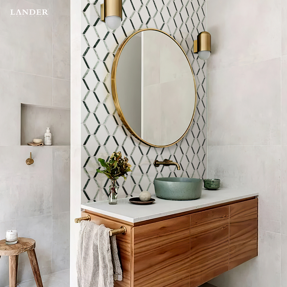 Marble Waterjet Mosaic Tiles With Bathroom - LanderStone