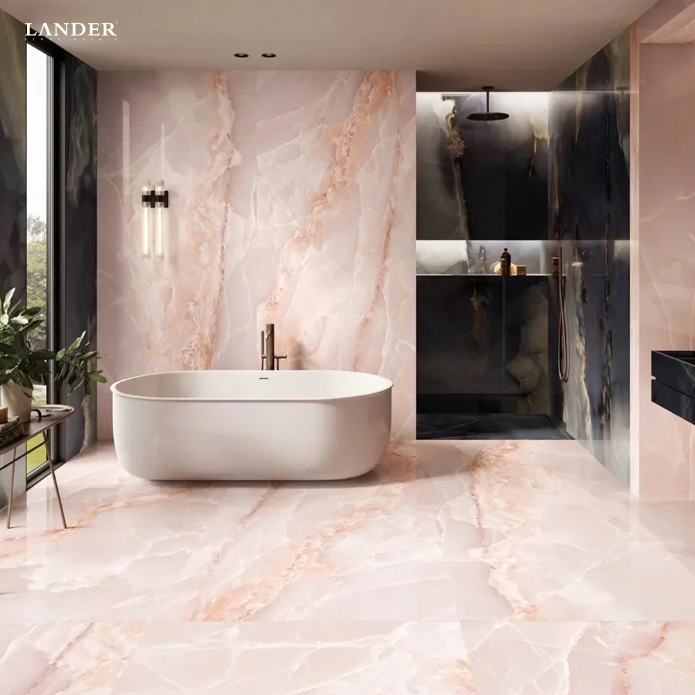 Pink Crystal Marble Slab - LanderStone