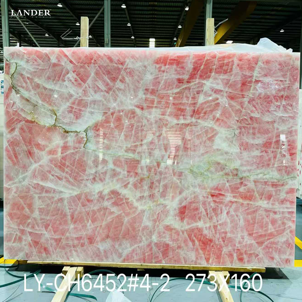 Pink Crystal Marble Slab - LanderStone