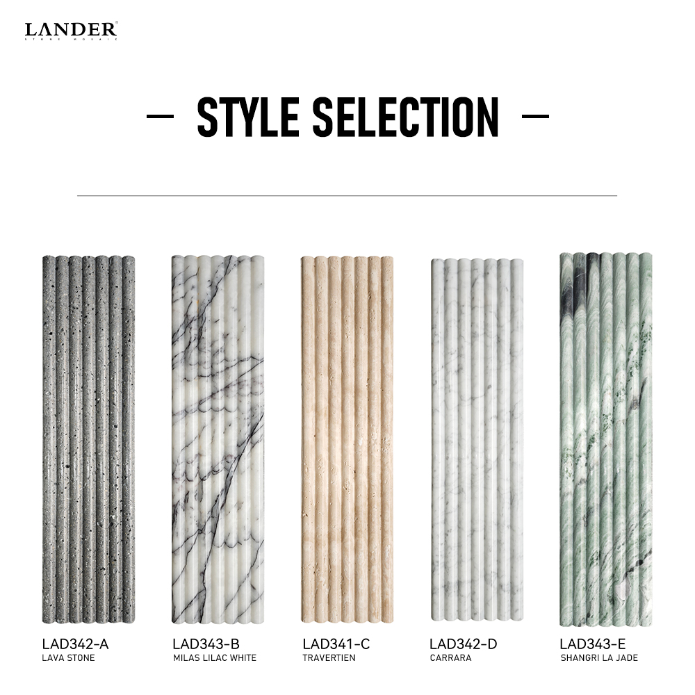 Landerstone 3D Fluted Marble Tile Concave Convex Fluted - LanderStone