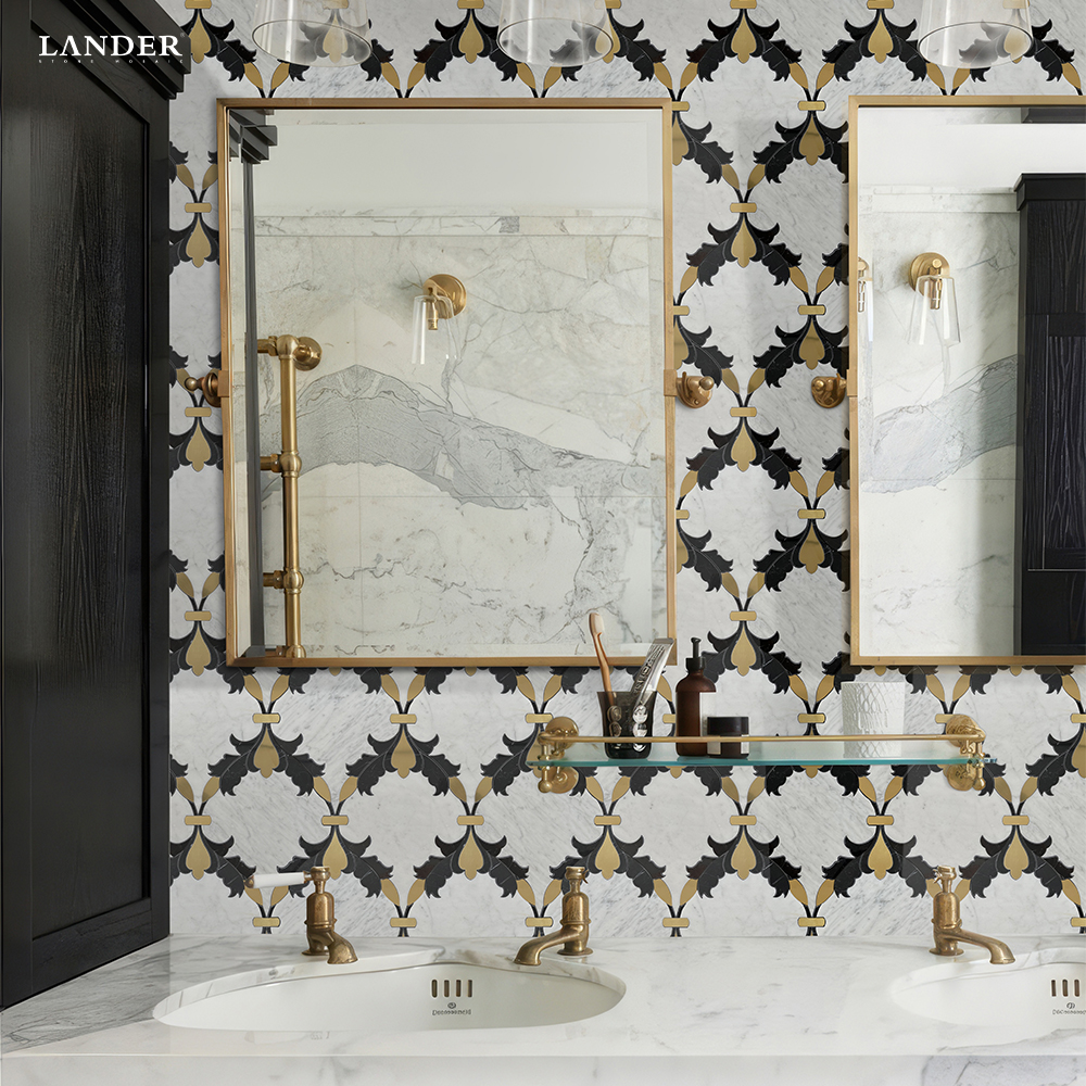 Butterfly Wings Marble Waterjet Mosaic Tile - LanderStone