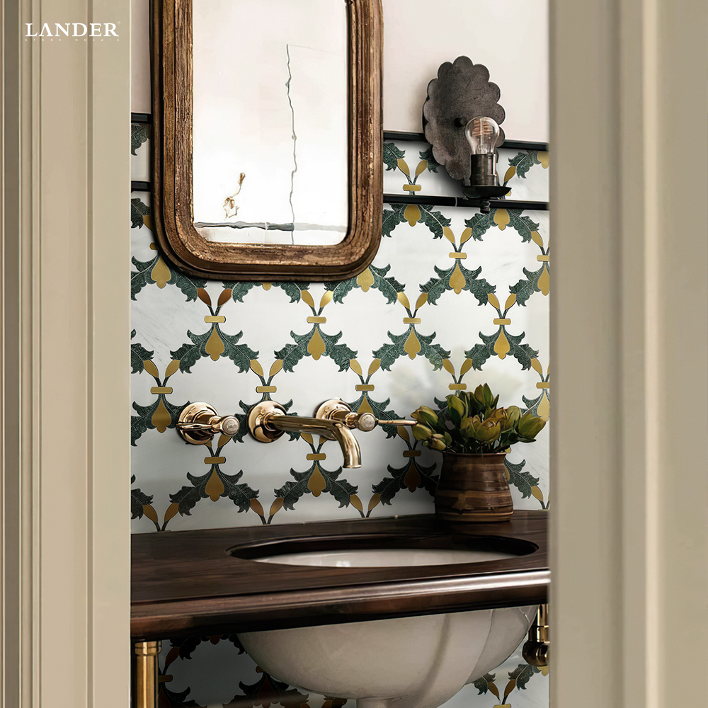 Butterfly Wings Marble Waterjet Mosaic Tile - LanderStone