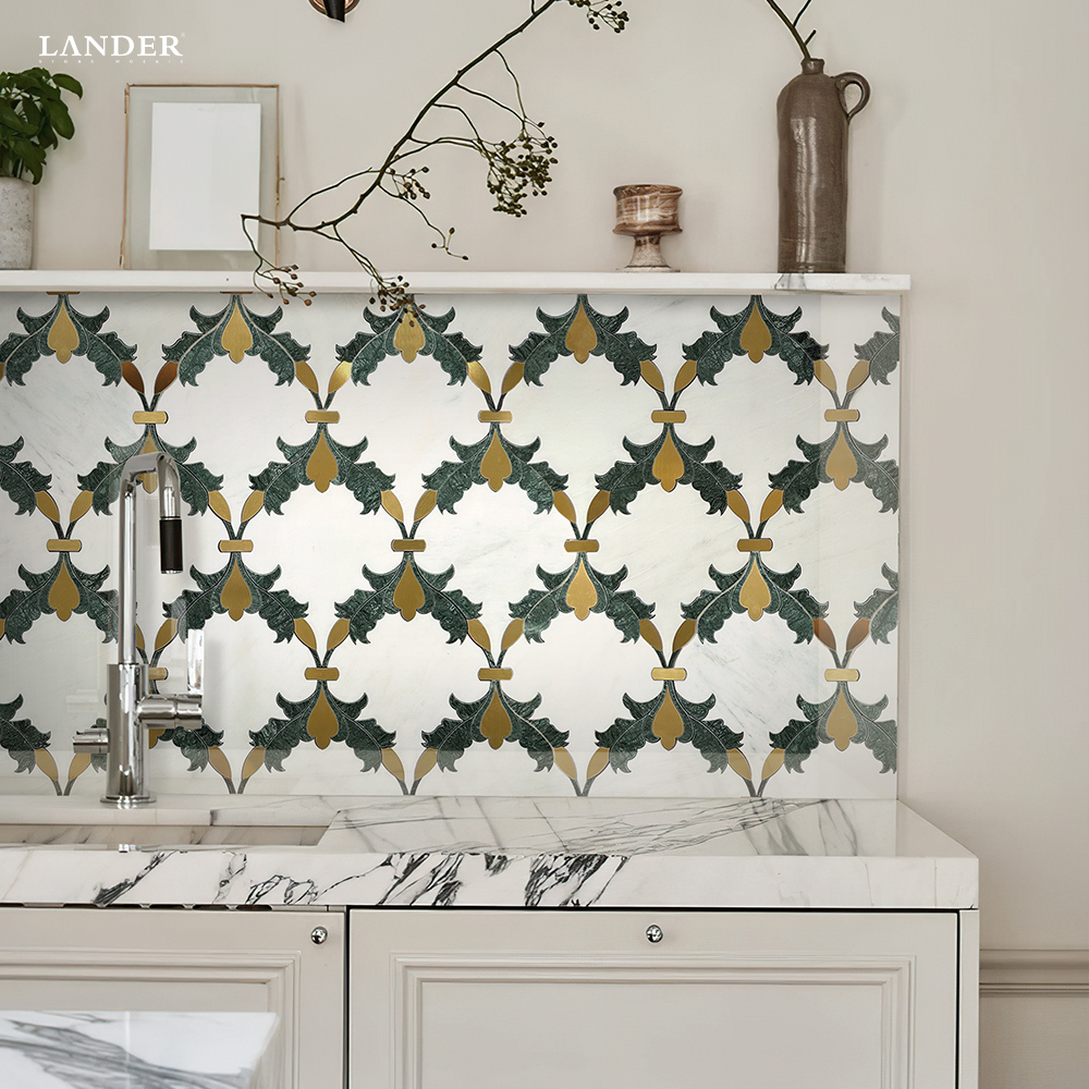 Butterfly Wings Marble Waterjet Mosaic Tile - LanderStone