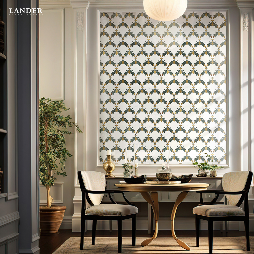 Butterfly Wings Marble Waterjet Mosaic Tile - LanderStone