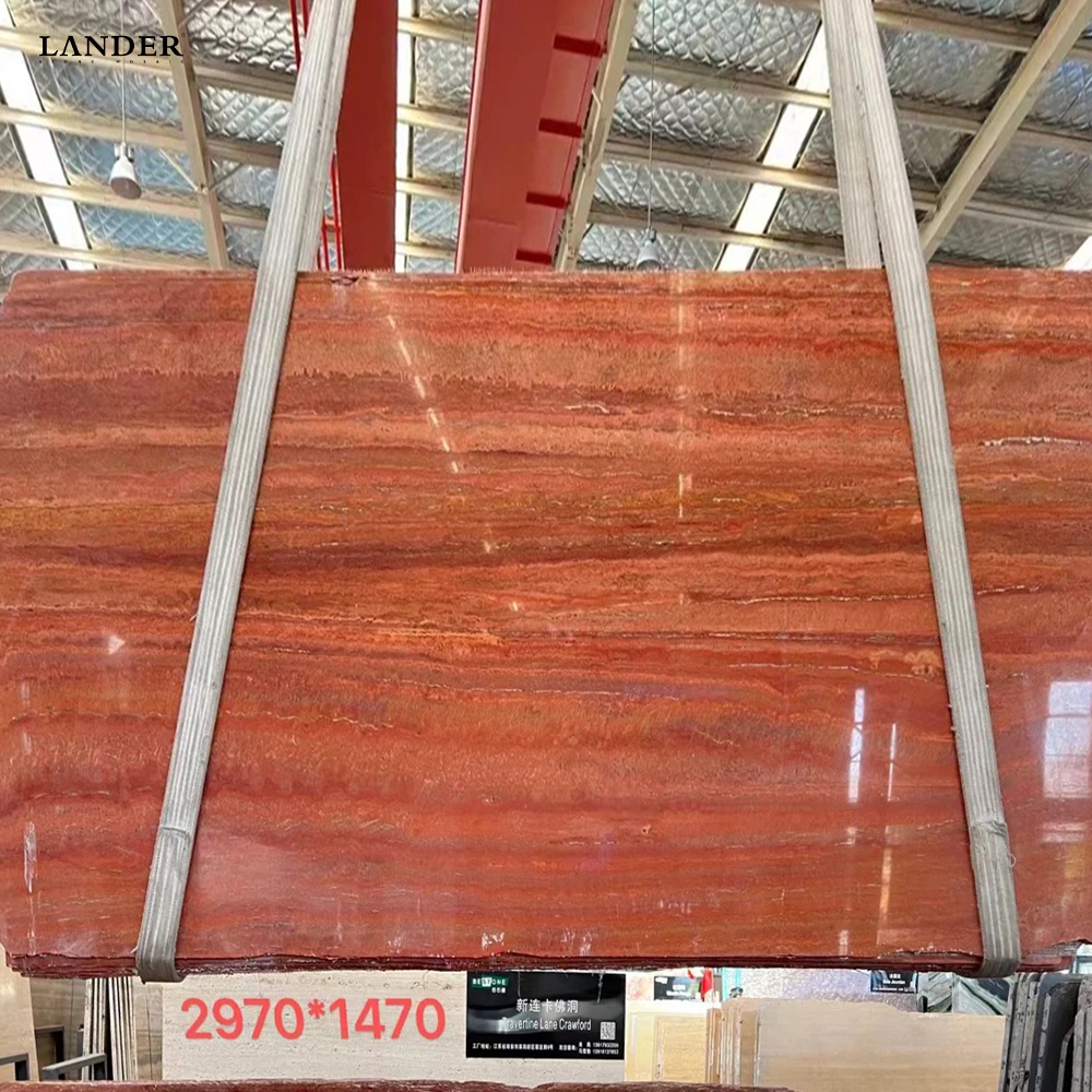 Red Travertine Marble Slab - LanderStone