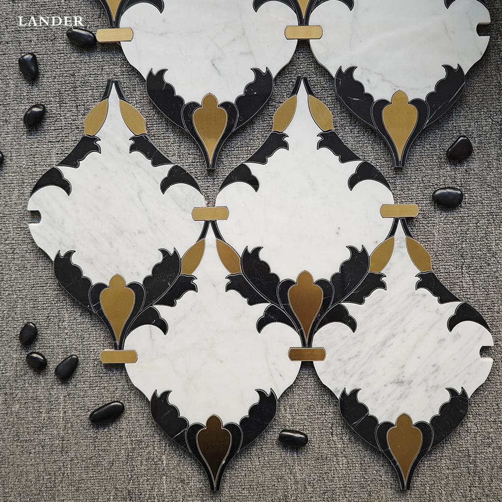Butterfly Wings Marble Waterjet Mosaic Tile - LanderStone