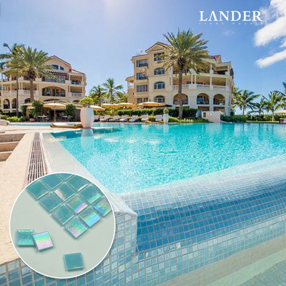 Swimming Pool Glass Iridescent Mosaic Tiles - LanderStone