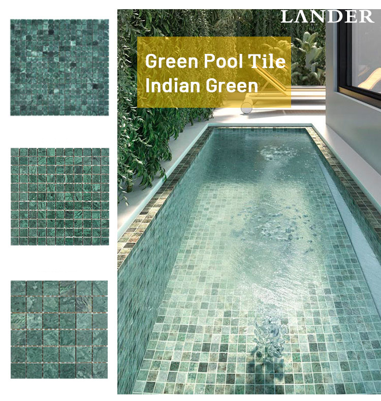 Verde Guatemala Marble Mosaic Tiles with Swimming Pool - LanderStone