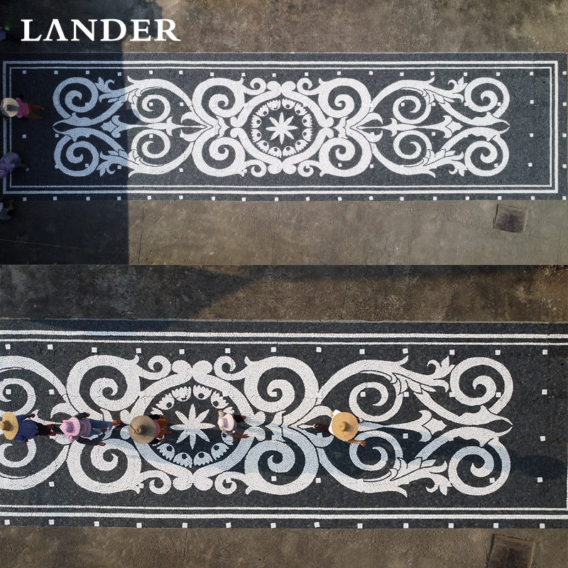 Black Pebble Stone Mosaic Medallion - LanderStone