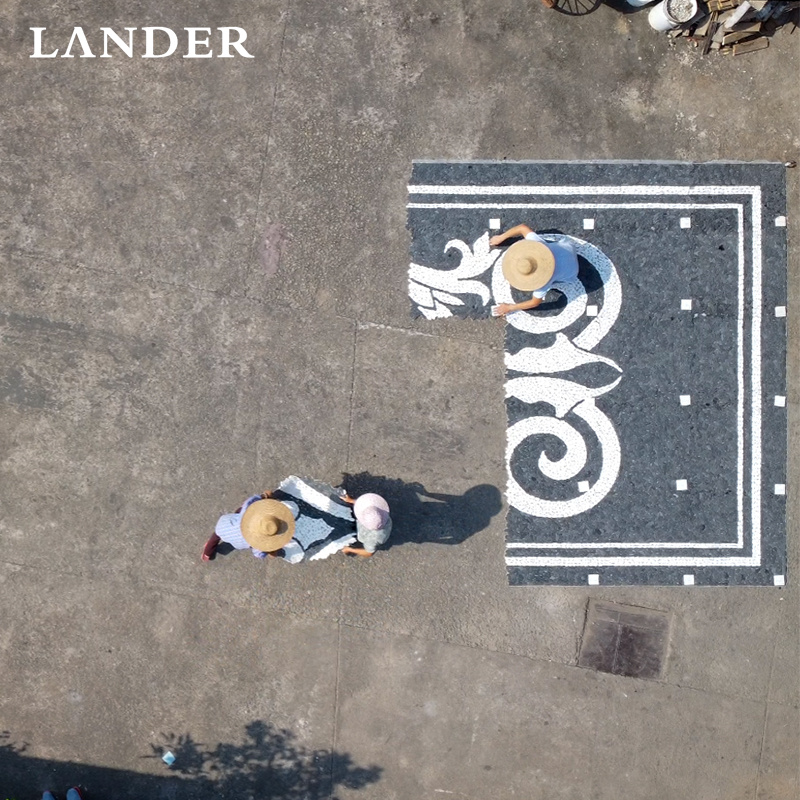 Black Pebble Stone Mosaic Medallion - LanderStone
