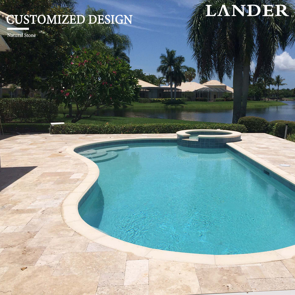 Travertine Stone Swimming Pool Deck Tiles - LanderStone