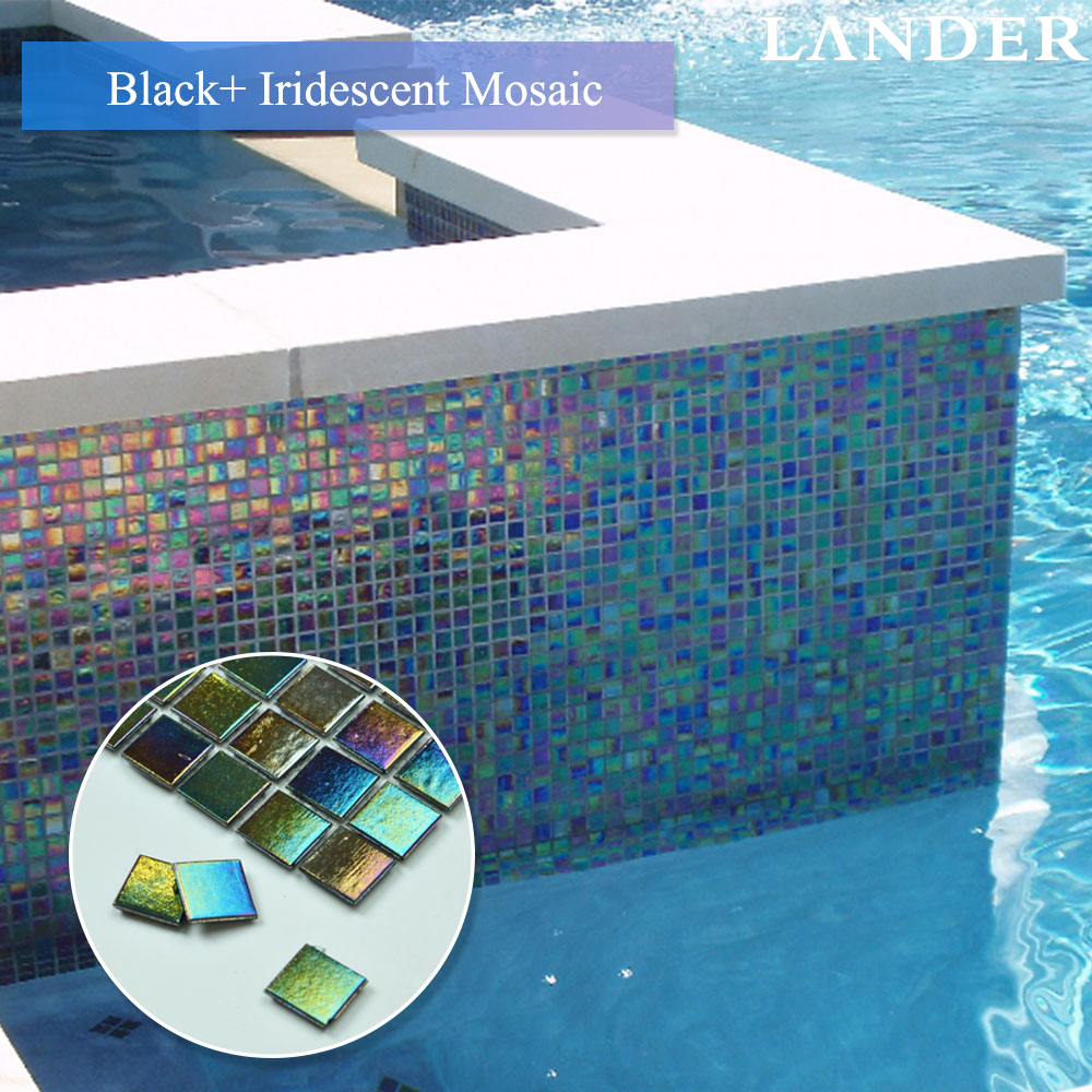 Swimming Pool Glass Iridescent Mosaic Tiles - LanderStone
