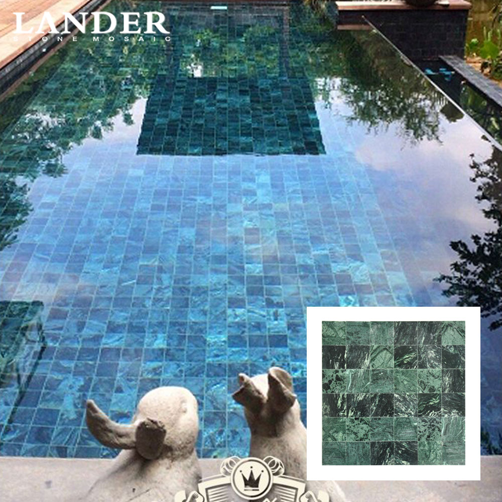 Verde Guatemala Marble Mosaic Tiles with Swimming Pool - LanderStone