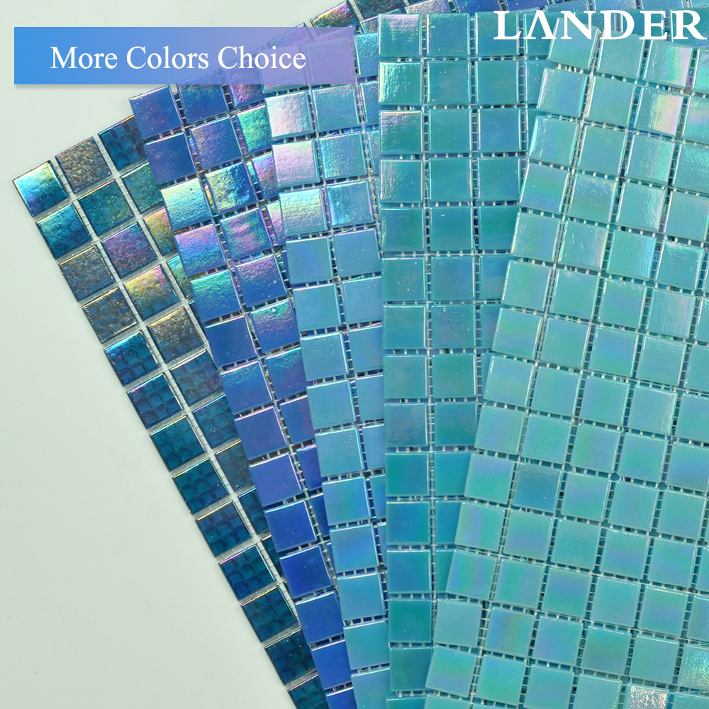 Swimming Pool Glass Iridescent Mosaic Tiles - LanderStone