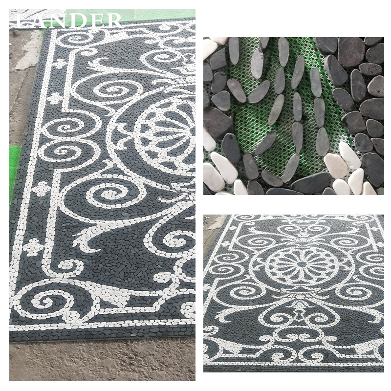 Black Pebble Stone Mosaic Medallion - LanderStone