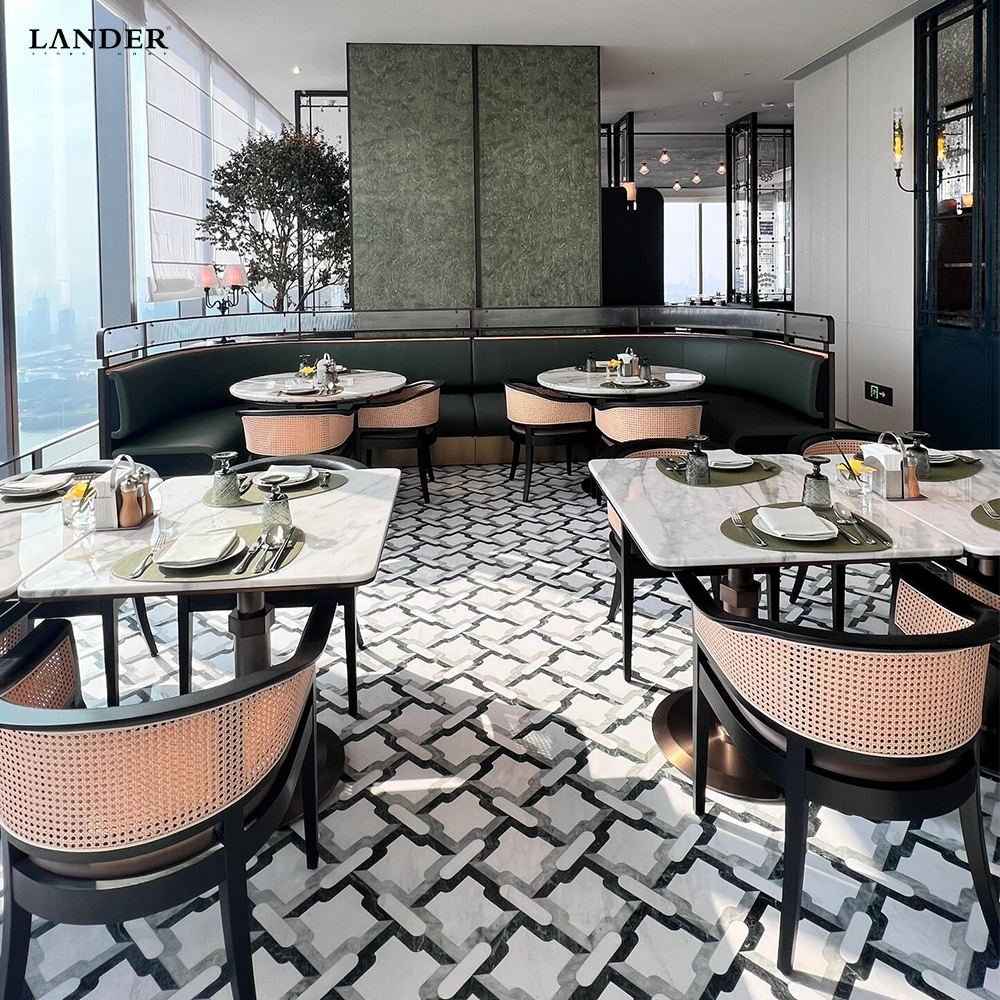 Volakas Marble Parquet Flooring Iron Chain Pattern - LanderStone