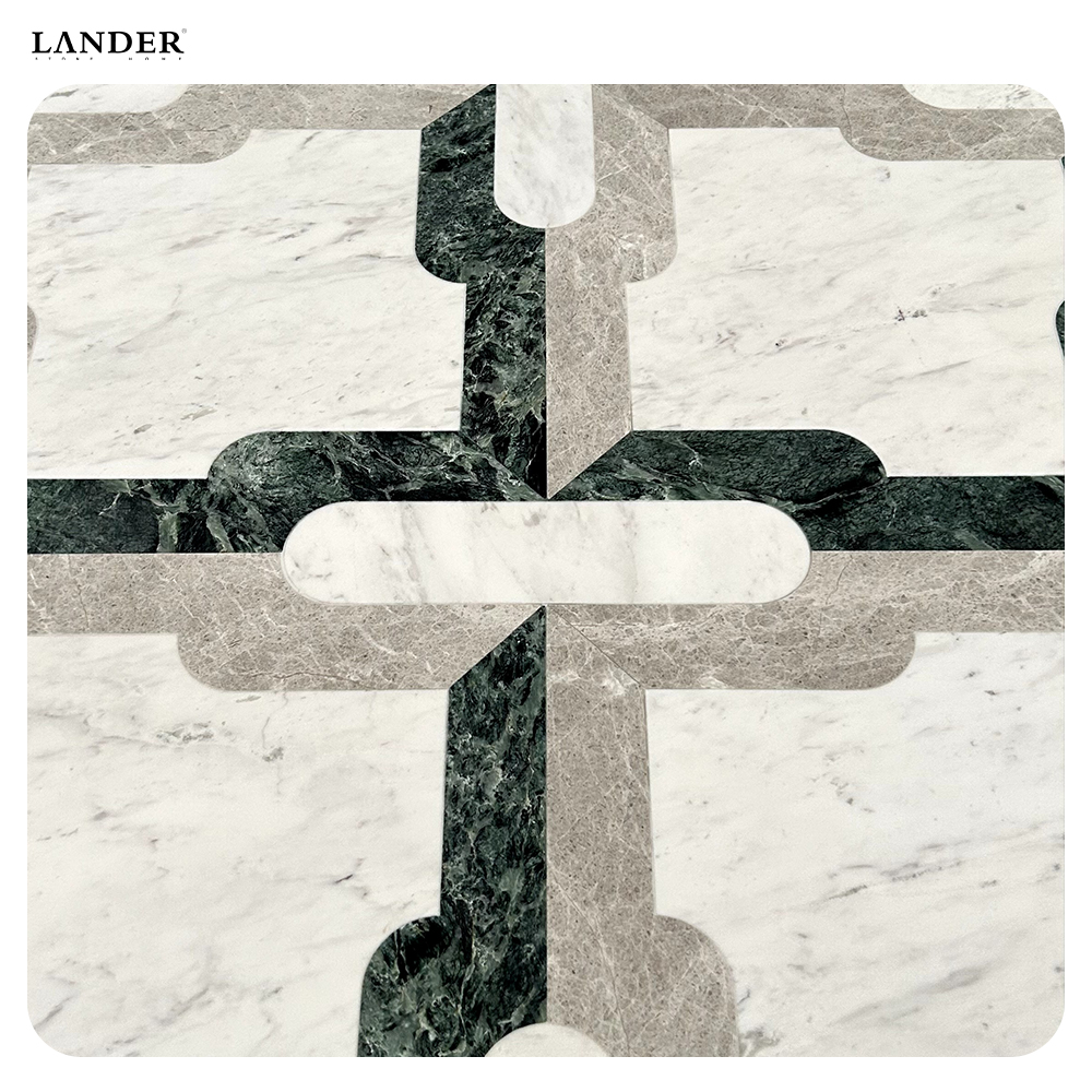Volakas Marble Parquet Flooring Iron Chain Pattern - LanderStone
