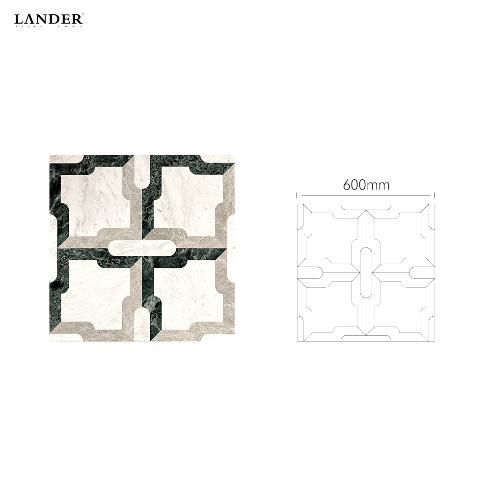 Volakas Marble Parquet Flooring Iron Chain Pattern - LanderStone