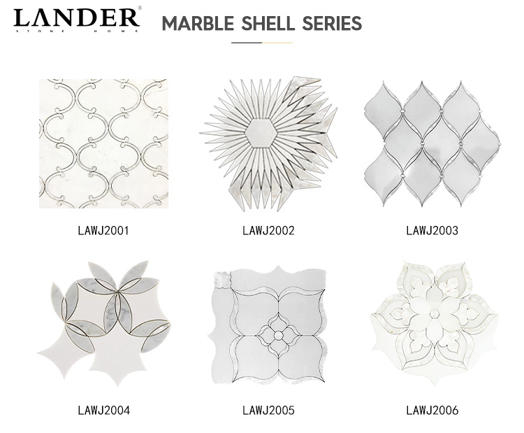 Sivec Marble Waterjet Mosaic Tiles with 304 Stainless Steel - LanderStone