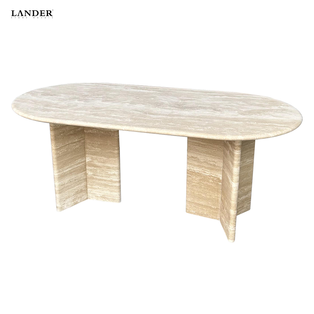 Beige Travertine-Light Marble Dining Table - LanderStone