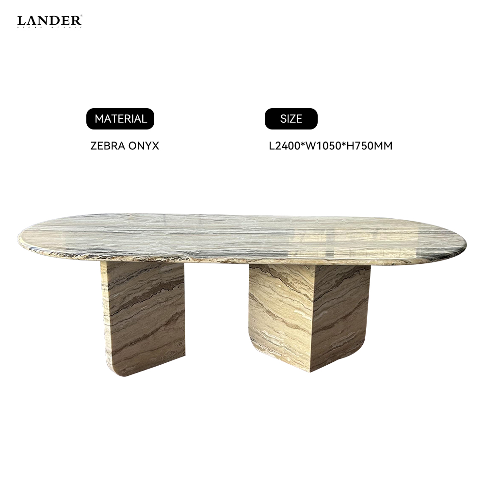 Zebra Onyx Marble Dining Table - LanderStone