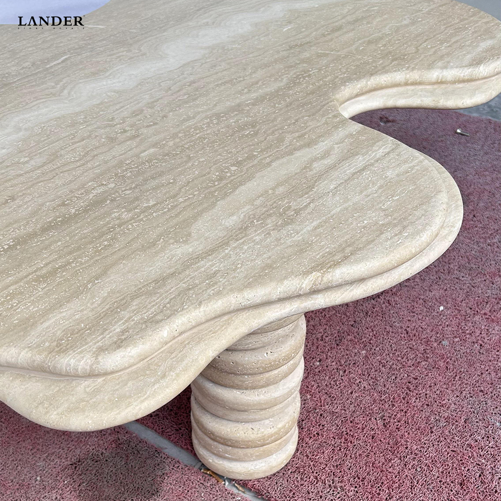Travertine Marble Coffee Table Stacking Table Legs - LanderStone