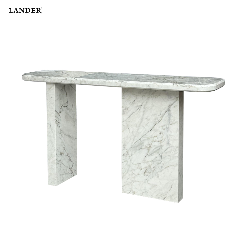 Calacatta Viola White Oval Marble Console Table - LanderStone