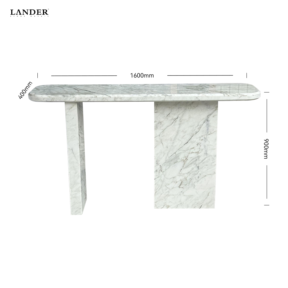 Calacatta Viola White Oval Marble Console Table - LanderStone