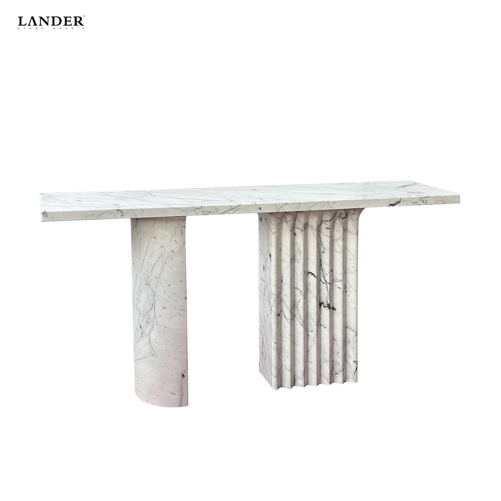 Calacatta Viola White Rectangle Marble Console Table - LanderStone