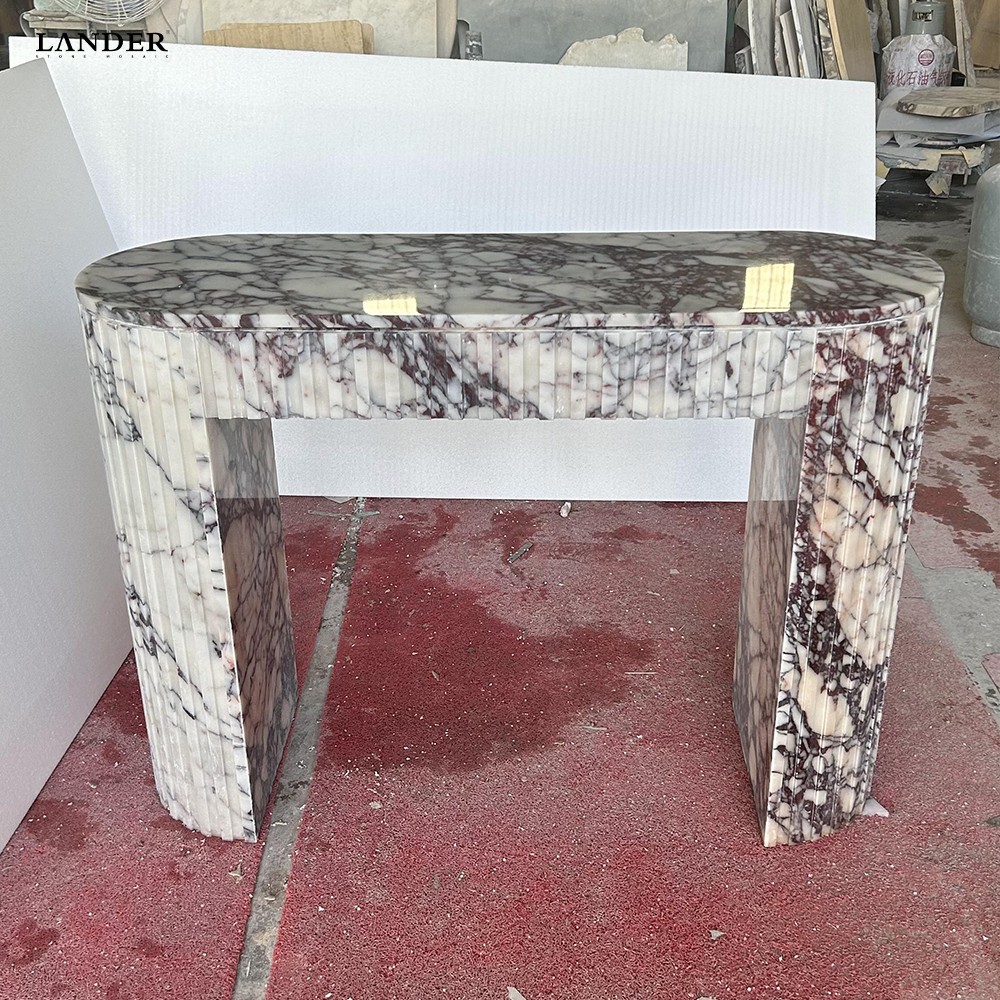 Calacatta Viola Marble Console Table Convex Edge Design - LanderStone
